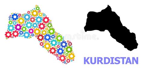 Kaart Van De Industriële Samenstelling Van Kurdistan Van Gekleurde Cogs