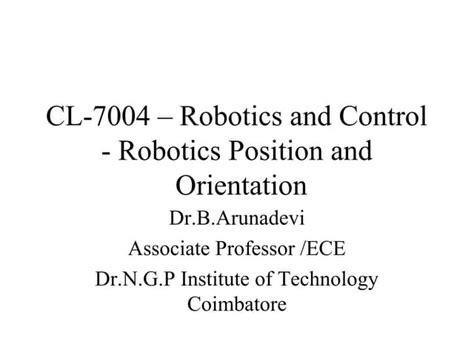 Use Of Matrix In Robotics Pptx