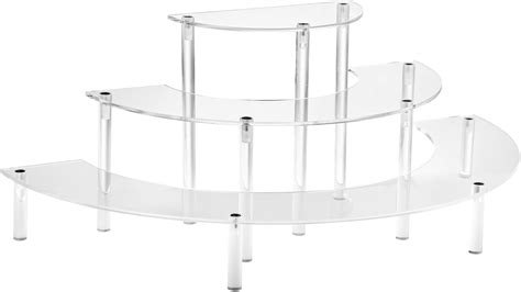 Idecomart Acrylic Display Risers 3 Tiers Clear Half Moon Display Stand For Cupcake Perfume