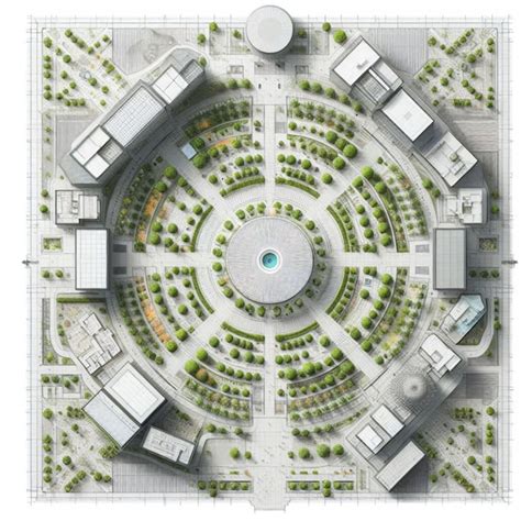 A Model Of A Circular Structure With A Circular Roof And A Circle With