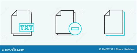 Set Line Document Txt File Document And With Minus Icon Vector Stock Vector Illustration Of