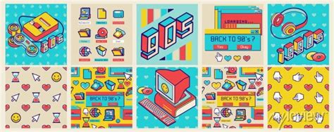 Old Computer Aesthetic Square Poster And Seamless Pattern Sticker