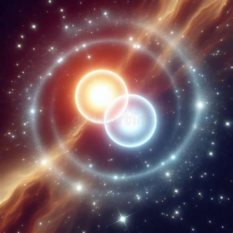 Double Star System Two Stars Orbiting Each Other Creating A Bina Stock