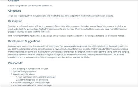 Solved Create A Program That Can Manipulate Data In A List Chegg