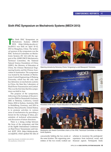 Pdf Sixth Ifac Symposium On Mechatronic Systems Mech 2013 Conference Reports