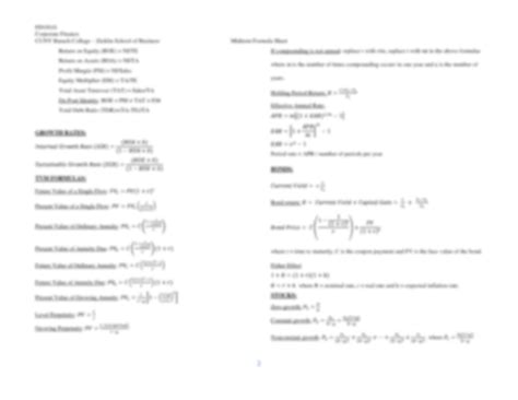 SOLUTION Formulas For Midterm Studypool Studypool