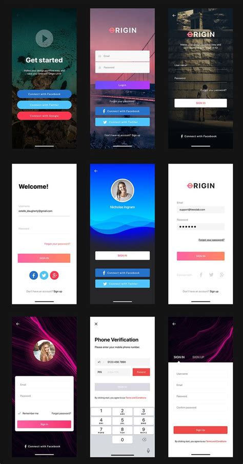 Origin Mobile UI Kit Mobile Ui App Ui Design Mobile App Design Inspiration