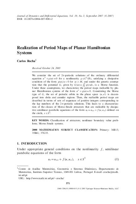 Pdf Realization Of Period Maps Of Planar Hamiltonian Systems
