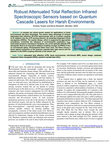 Pdf Robust Attenuated Total Reflection Infrared Spectroscopic Sensors Based On Quantum Cascade