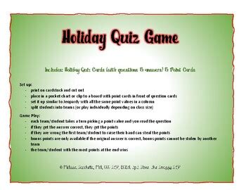 Holiday Quiz Game By Star Speech And Language TPT