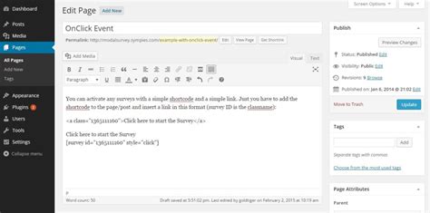 Onclick Event Modal Survey Wordpress Survey Plugin
