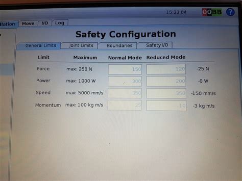 setting safety speed technical questions universal robots forum
