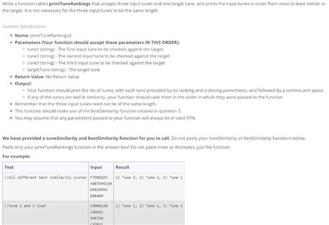 Solved Write A Function Called Printtunerankings That