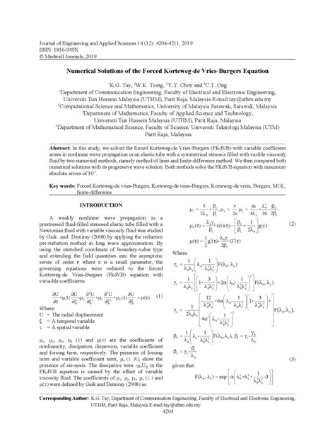 Pdf Numerical Solutions Of The Forced Korteweg De Vries Burgers Equation