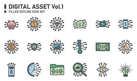 Digital Asset Filled Outline Icon Set 15430772 Vector Art At Vecteezy