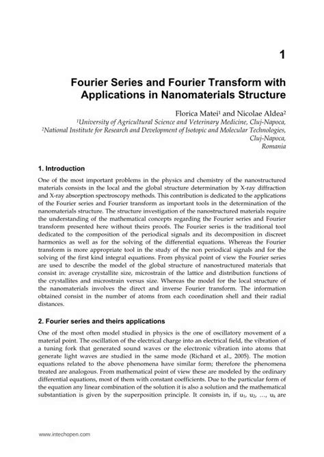 Pdf Fourier Series And Fourier Transform With Applications In · Fourier Series And Fourier