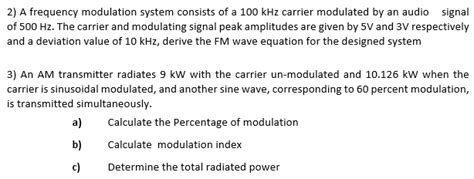 solved 2 a frequency modulation system consists of a 100