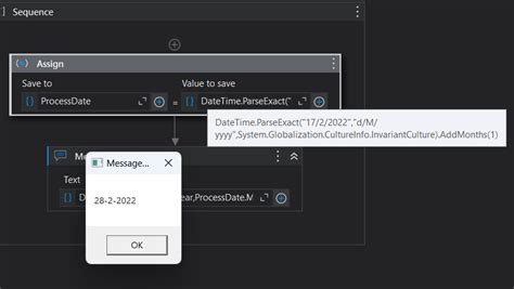 get the last day of a month according to the date that is in the uipath