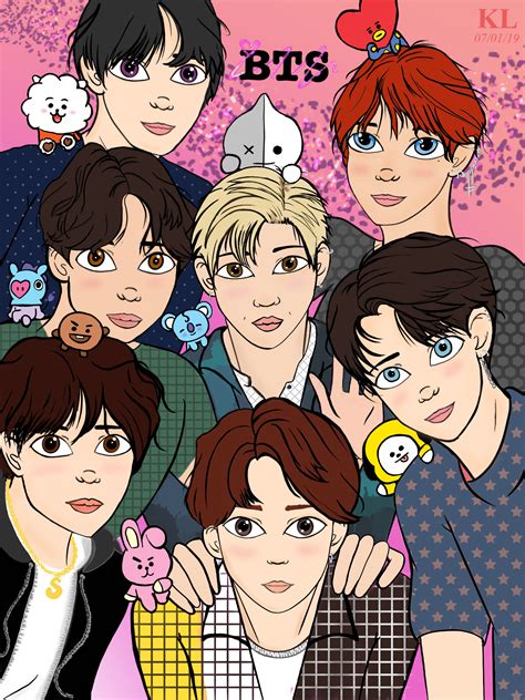 Fanart Bts Bt21 Bts21 Drawing Bts Bt21 Characters Bt21 Wallpapers