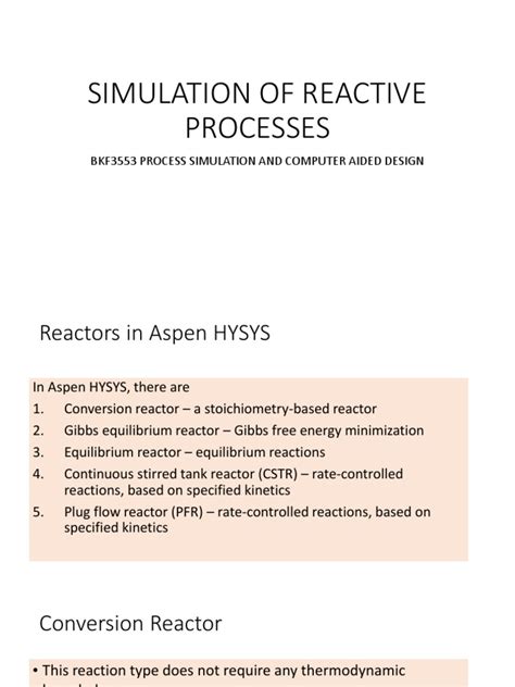 Simulation Of Reactive Processes Pdf Chemical Reactor Chemical