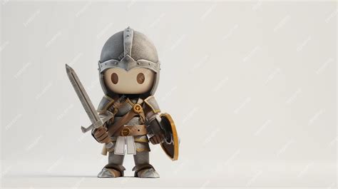 Premium Photo 3d Rendering Of A Cute Chibi Knight In Full Armor Holding A Sword And Shield