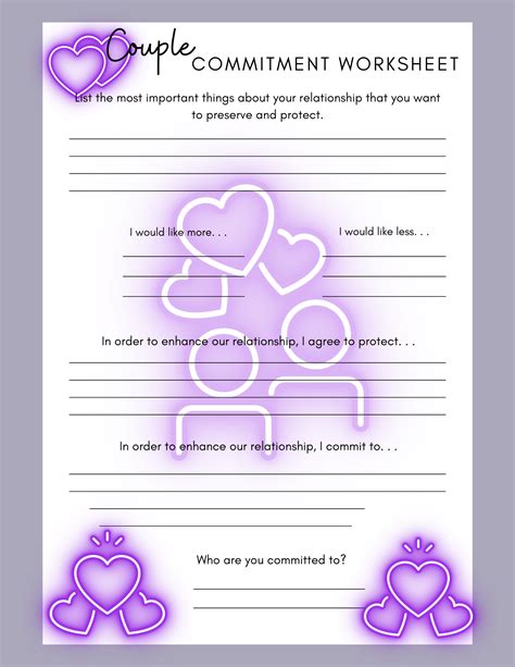 Couple Commitment Worksheet Payhip