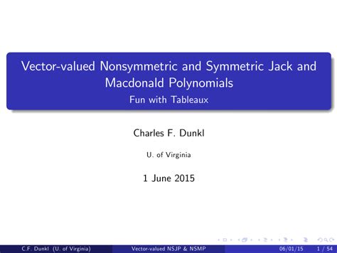 Pdf Vector Valued Nonsymmetric And Symmetric Jack And Macdonald Polynomials