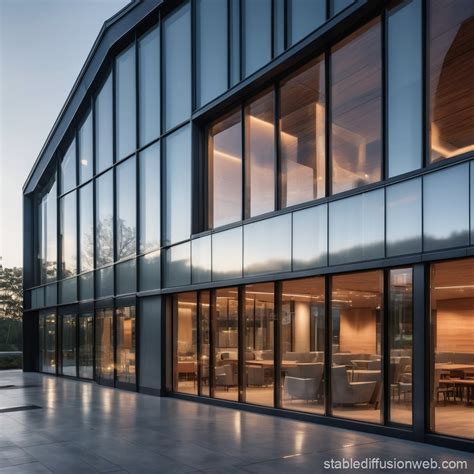 Futuristic Building With Sleek Zinc Titanium Cladding Prompts Stable