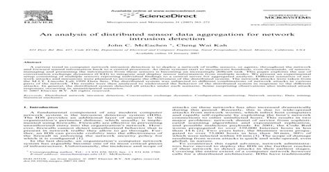 an analysis of distributed sensor data aggregation for network
