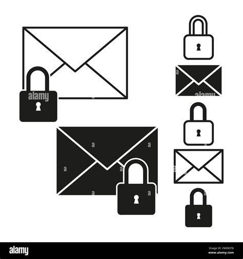 Email Security Icon Set Envelope With Lock Symbols Secure