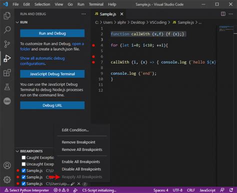 how to use breakpoints in vs code