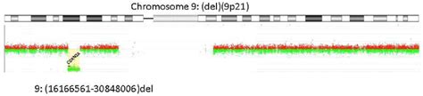 Array Cgh Result Genomic Profile Of Chromosome 9 As Determined By