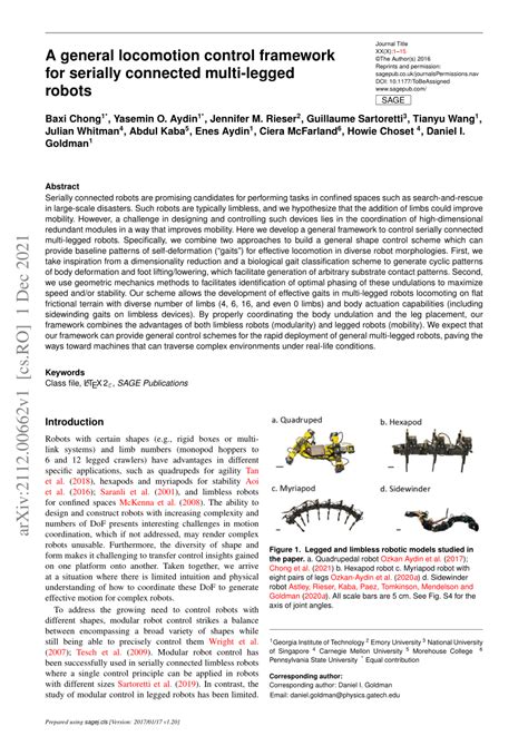 pdf a general locomotion control framework for serially connected