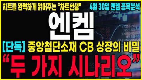 엔켐 주가분석 긴급공시 5분전 속보 중앙첨단소재 Cb의 진실 목요일이 정말로 중요한 자리입니다 세력들의 시나리오 지금 체크하자 엔켐 엔켐전망엔켐주가