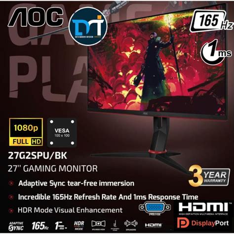 Jual AOC 27G2SPU 27 Inch FHD IPS 165Hz 1ms HDMI DP Pivot Speaker Monitor Jakarta Pusat