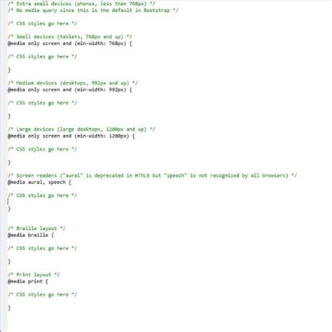 Example Css Media Queries Including Those For Non Visual Media