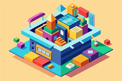 A Vibrant Display Of An Isometric Design Featuring Diverse Shapes And Customizable Architectural