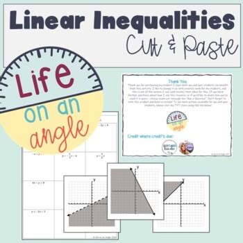 Linear Inequalities Matching A Cut And Paste Activity By Math On An Angle