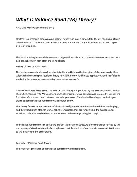 SOLUTION Valence Bond Theory Studypool