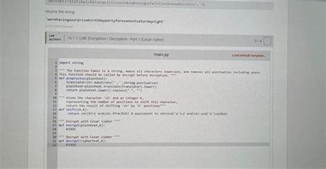 Solved 161 Lab Encryption Decryption Part 1 Cesar