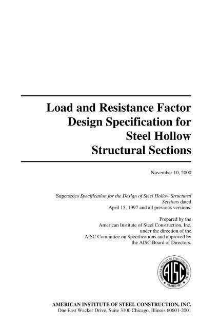 Design Specification For Steel Hollow Structural Sections