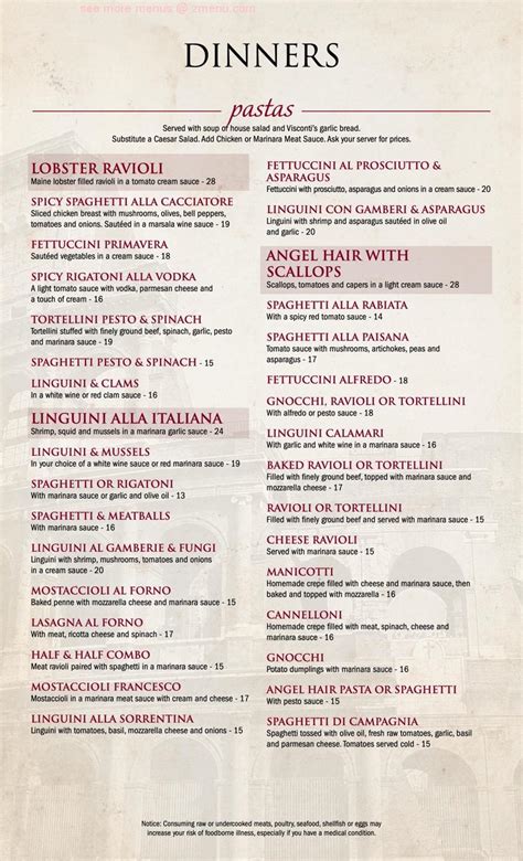 Online Menu Of Viscontis Ristorante Restaurant Folsom California