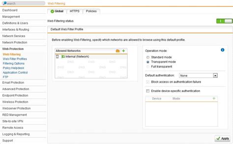 Utm 95 Web Profile Web Protection Web Filtering And Application