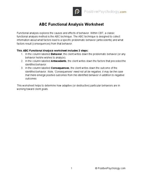 Abc Functional Analysis Worksheet