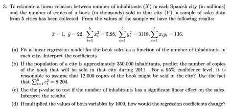 3 To Estimate A Linear Relation Between Number Of Chegg Com