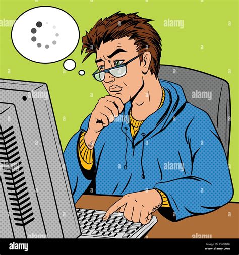 Software Developer At Work Comic Book Style Vector Stock Vector Image