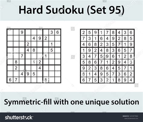 vector sudoku puzzle solution hard level 库存矢量图（免版税）1431877904