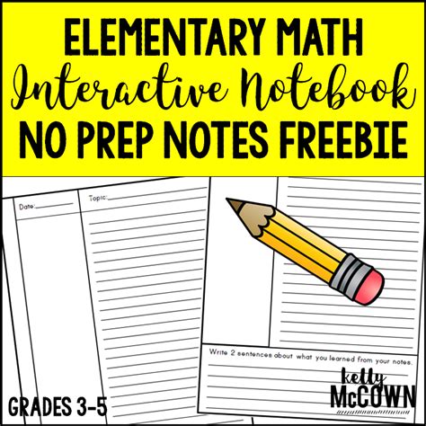 Kelly Mccown Elementary Interactive Notebook No Prep Notes {freebie}