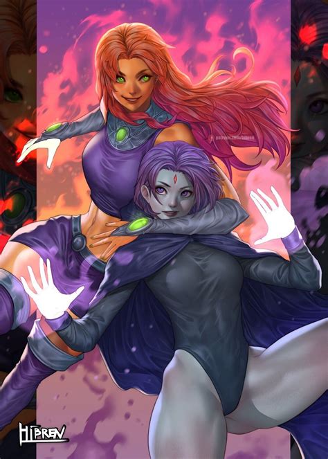 Starfire And Raven Fanart Hibren Art Starfire And Raven Raven Fanart Teen Titans Fanart
