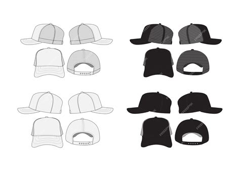 Premium Vector Trucker Cap Mesh Cap Template Illustration Black And